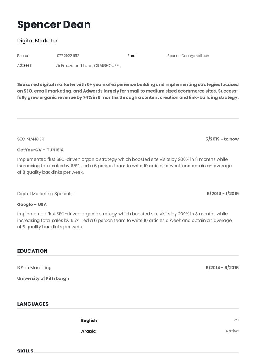 Really Free Resume Builder | Create a resume online 100% for Free