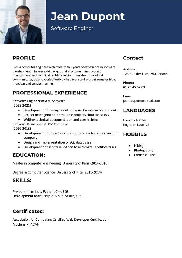 Modern CV Format GetYourCV